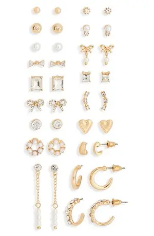 Bp. Set Of Eighteen Earrings - Gold Multi