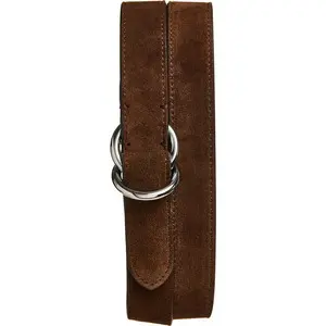 Ralph Lauren Purple Label Suede Belt With Double O-ring Buckle - Luggage Brown