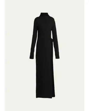 Moncler X Jil Sander Asymmetric Wool Turtleneck Dress - Black