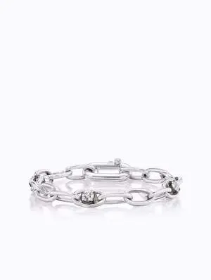 BRIONY RAYMOND Shadow Diamond Link Bracelet - 18 Karat White Gold