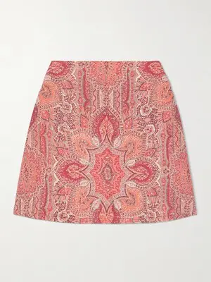 MARTA FERRI Printed Linen Mini Skirt - Red