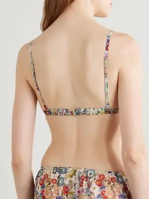 Khaite Talita Floral-print Silk-chiffon Triangle Bra - Multi