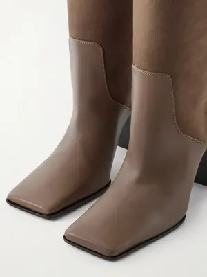 Alaïa Leather And Nubuck Knee Boots - Brown