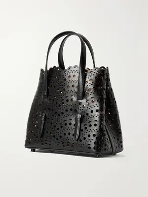 Alaïa Mina 20 Laser-cut Leather Tote - Black