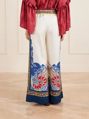 La DoubleJ Printed Silk-twill Wide-leg Pants