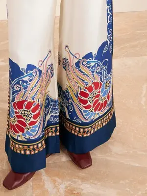 La DoubleJ Printed Silk-twill Wide-leg Pants