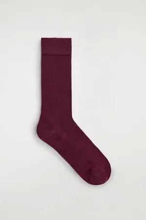 Cos Fine Knit Wool-blend Socks - Red
