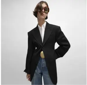 Celine Colonne Jacket In Diagonal Wool