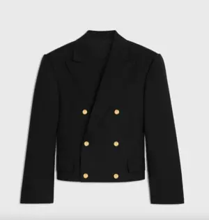 Celine Colonne Blazer In Wool Gabardine - Black