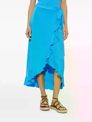 Melissa Odabash Ruffled-trim Tie-fastening Midi Skirt - Blue