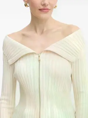 Guess Off-shoulder Zip Knitwear - Neutrals