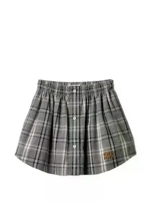 Miu Miu Checked Flannel Mini Skirt - Grey