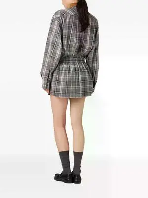 Miu Miu Checked Flannel Mini Skirt - Grey