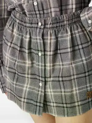 Miu Miu Checked Flannel Mini Skirt - Grey