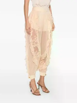 Zimmermann Rebellion Ruffled Lace Trousers - Neutrals