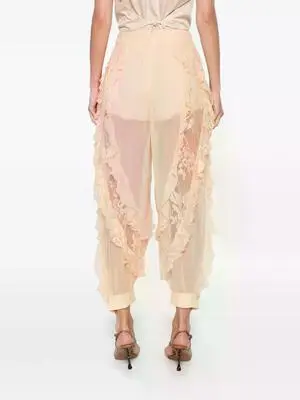 Zimmermann Rebellion Ruffled Lace Trousers - Neutrals