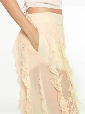 Zimmermann Rebellion Ruffled Lace Trousers - Neutrals
