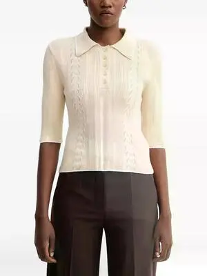 SESSUN Cable-knit Polo Shirt