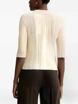 SESSUN Cable-knit Polo Shirt