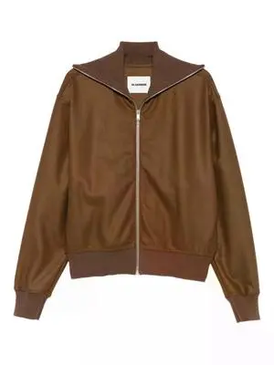 JIL SANDER Zip-up Ribbed Bomber Jacket