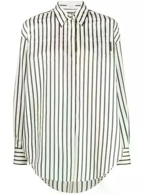 Brunello Cucinelli Monili-bead Striped Blouse