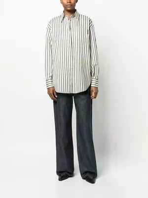 Brunello Cucinelli Monili-bead Striped Blouse