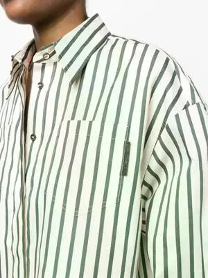 Brunello Cucinelli Monili-bead Striped Blouse