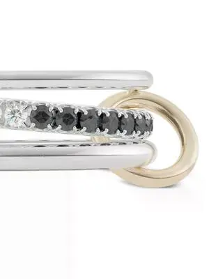 SPINELLI KILCOLLIN 18ct Yellow Gold Black Diamond Eclipse Ring - Silver