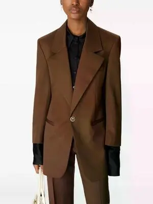 MARINE SERRE Wool Boxy Blazer - Brown
