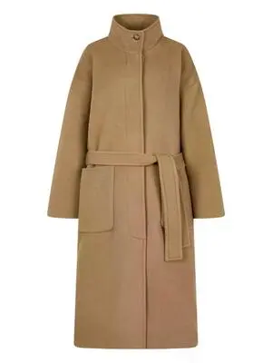 STUDIO TOMBOY Belted Wool Blend Coat - Neutrals