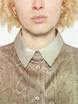 FORTE_FORTE Snakeskin-print Long-sleeve Shirt