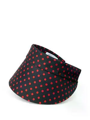MAISON MICHEL Polka-dot Visor Hat - Black