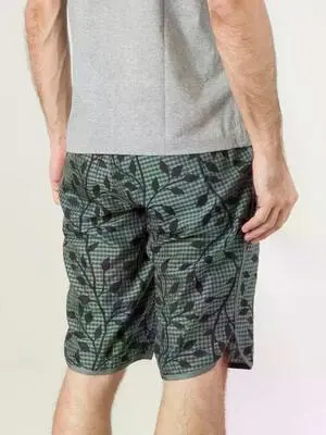 08sircus Gingham And Floral Print Silk Blend Shorts