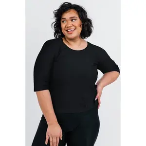 CALYPSA Loose Fit Margaux Swim Top - Black