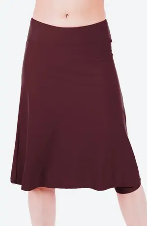 CALYPSA Long Swim Skort With Capri Leggings - Wine