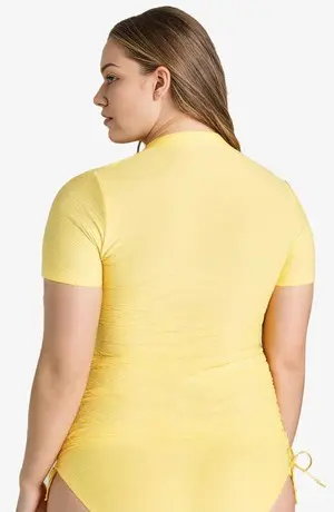 CALYPSA Half-zip Adele Swim Top - Buttercup (textured)