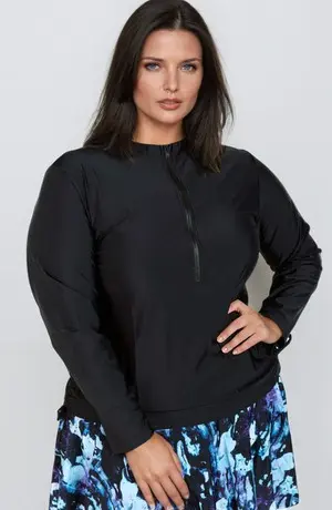 CALYPSA Half-zip Nora Swim Top - Black