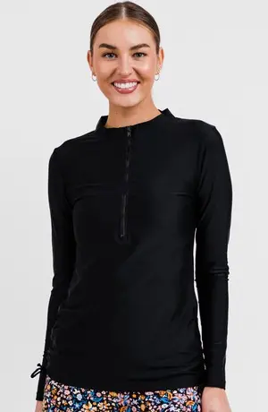 CALYPSA Half-zip Nora Swim Top - Black