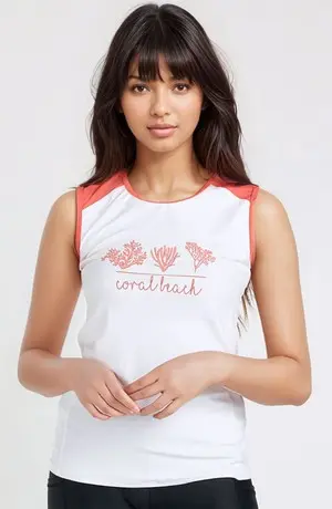 CALYPSA Loose Fit Maya Swim Top - Coral Beach/coral