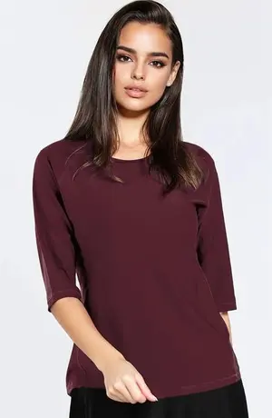 CALYPSA Loose Fit Margaux Swim Top Wine