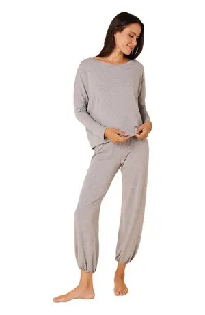 THE CAT'S PAJAMAS Pima Knit Pullover Set - Classic Heather Grey