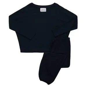 THE CAT'S PAJAMAS Classic Solid Pima Knit Pullover Pajama Set - Midnight
