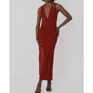 HAVELI Kavya Cotton Midi Dress - Rust