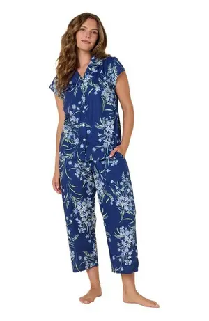 THE CAT'S PAJAMAS Luxe Pima Capri Floral Set - Garden Posy