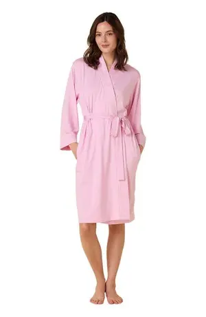 THE CAT'S PAJAMAS Pima Knit Kimono Robe - Classic Pink Moment
