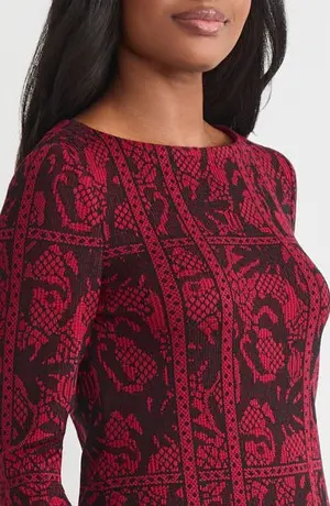 Misook Jacquard Pattern Knit Tunic
