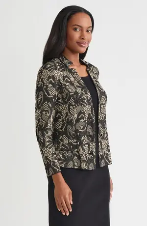 Misook Tailored Floral Lurex Knit Jacket