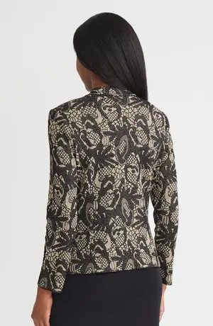 Misook Tailored Floral Lurex Knit Jacket