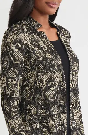 Misook Tailored Floral Lurex Knit Jacket