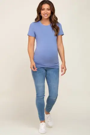 PINKBLUSH Basic Crew Neck Tee - Blue